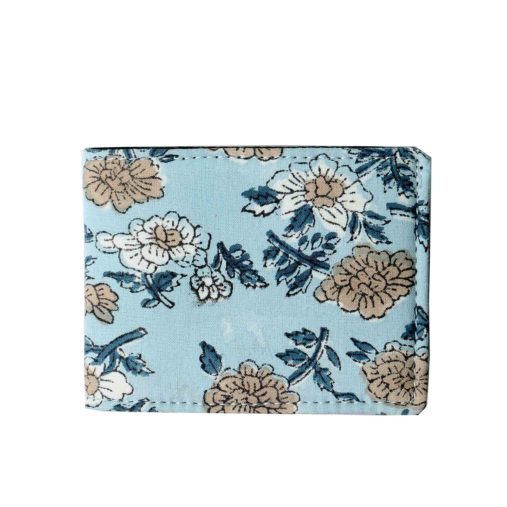 HAND BLOCK COTTON PRINT TURQUOISE MEN WALLET - Aktextiles